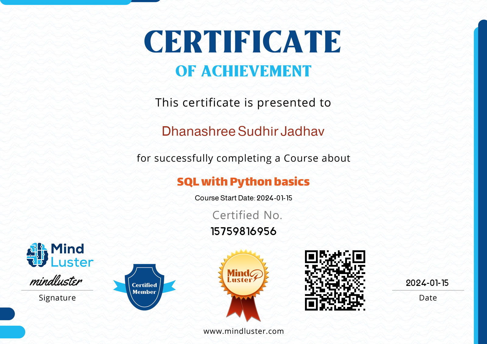 Dhanashree Jadhav-SQL with Python basics - Mind Luster