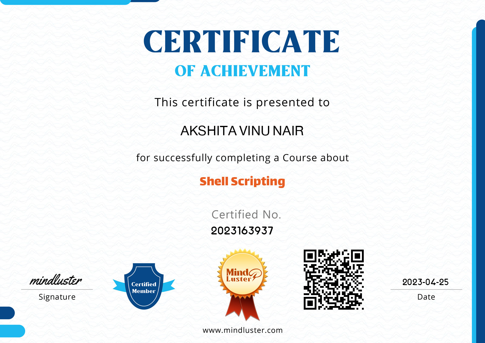 Akshita Nair Shell Scripting Mind Luster akshita-nair-shell-scripting-mind-luster