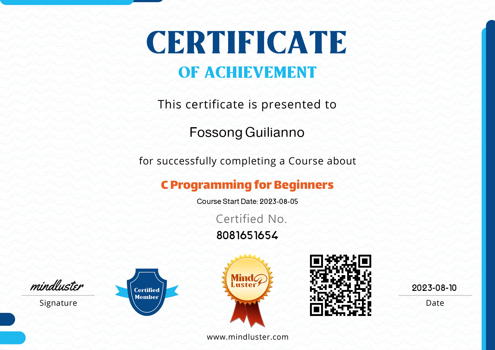 Fossong Guilianno-C Programming for Beginners - Mind Luster