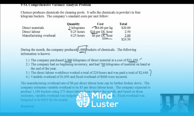 Learn MA Module 9 Video 6 Comprehensive Variance Analysis Problem 9 5A ...