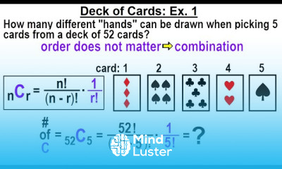 Learn Statistics Ch 8 Combinations and Permutations 18 of 22 Deck of Cards Combination Ex 1 ...