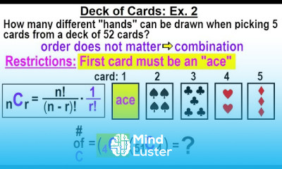 Learn Statistics Ch 8 Combinations and Permutations 19 of 22 Deck of Cards Combination Ex 2 ...
