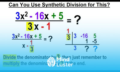 Learn Algebra Ch 50 Synthetic Division 11 of 16 Can You Use Synthetic ...