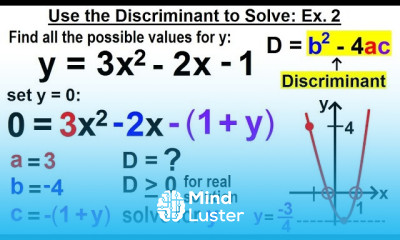 Learn Algebra Ch 27 The Discriminant 8 of 11 Use the Discriminant to ...