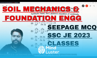 Learn LEC 56 SOIL MECHANICS FOUNDATION ENGINEERING CLASSES SEEPAGE THROUGH SOIL BEST MCQ PROBLEM ...