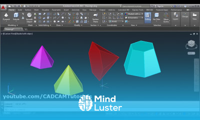 Learn AutoCAD 3D Pyramid Command Tutorial Complete Frustum of Pyramid Sides Axis Endpoint Top ...