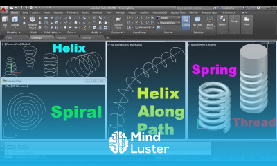 Learn AutoCAD 3D Helix Command Tutorial Complete Spiral Curve Command Helix Along Path Spring ...