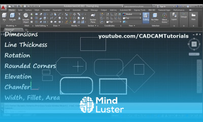 Learn AutoCAD Rectangle Command Tutorial Complete Dimensions Line Thickness Rotation Elevation ...