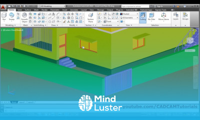 Learn AutoCAD 3D House Modeling Tutorial Beginner Basic 5 - Mind Luster