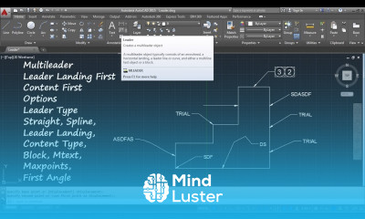 Learn AutoCAD Arrow with Text AutoCAD Leader Command Tutorial Complete Curved Multileader Arrow ...