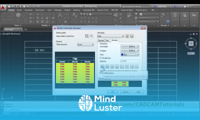 Learn AutoCAD Table Command Tutorial Complete Table Style Settings Table Edit Formula - Mind Luster