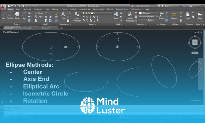 Learn AutoCAD Ellipse Command Tutorial Complete Center Elliptical Arc Isometric Circle Rotation ...