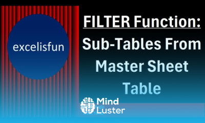 Learn FILTER Function to Create Sub Table from Master Table Data Validation Too Excel Magic ...