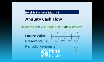 Learn Excel Business Math 45 Future Value Present Value and Periodic Payments for Annuities ...
