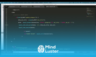 Learn 5 Updating categories with prepare statements PHP COURSE CMS PROJECT - Mind Luster