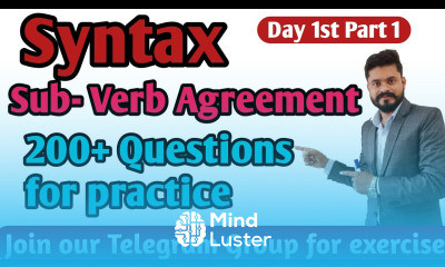 Learn Synatx Subject Verb AgreementDay 1 Part 1 Syntax for SSC Banking Subject verb agreement ...
