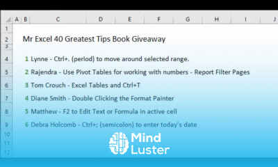 Learn 6 Excel Tips from the Mr Excel Book Giveaway Winners - Mind Luster