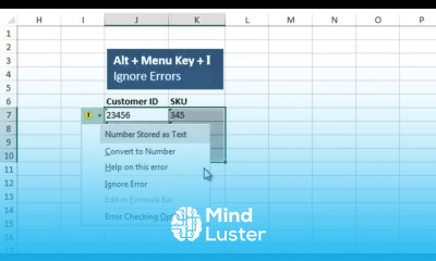 Learn Excel Keyboard Shortcuts to Convert Numbers to Text Ignore Errors and Paste Values - Mind ...
