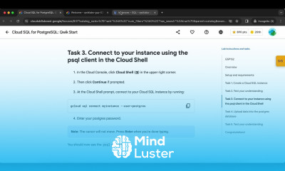 Learn Cloud SQL for PostgreSQL Qwik Start GSP152 - Mind Luster