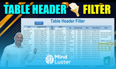 Learn How To Filter Excel Table Data Just By Entering Text In The Header - Mind Luster